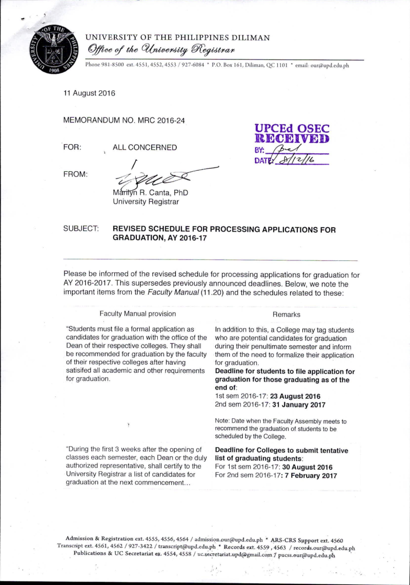 August 15, 2016 – College of Education