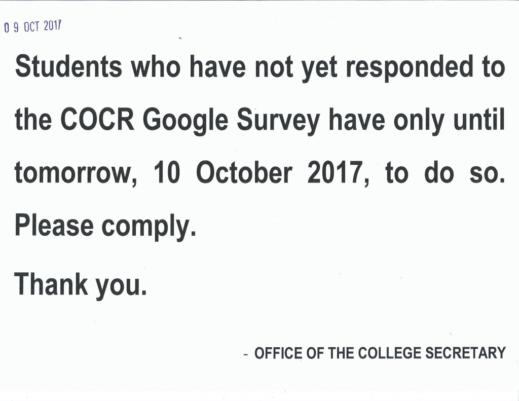 Last Call for Completion of COCR – College of Education