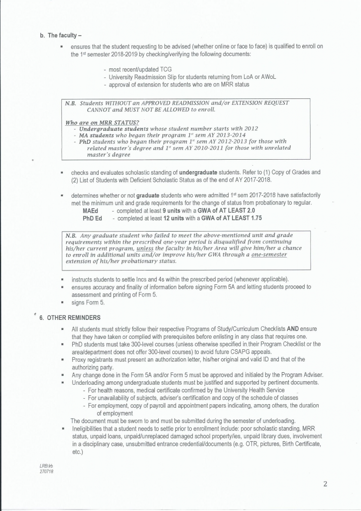Reminders for Registration for 1st Sem AY 2018-2019 – College of Education