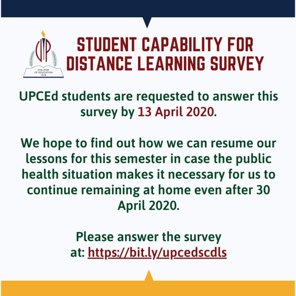 Student Capability for Distance Learning Survey – College of Education