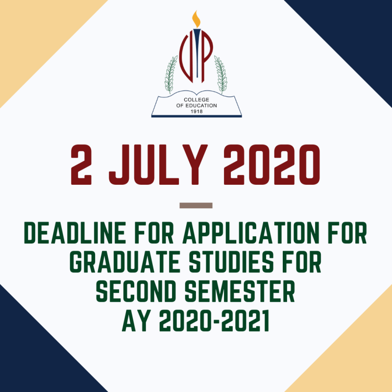 Application for Graduate Studies for Second Semester AY 2020-2021 ...