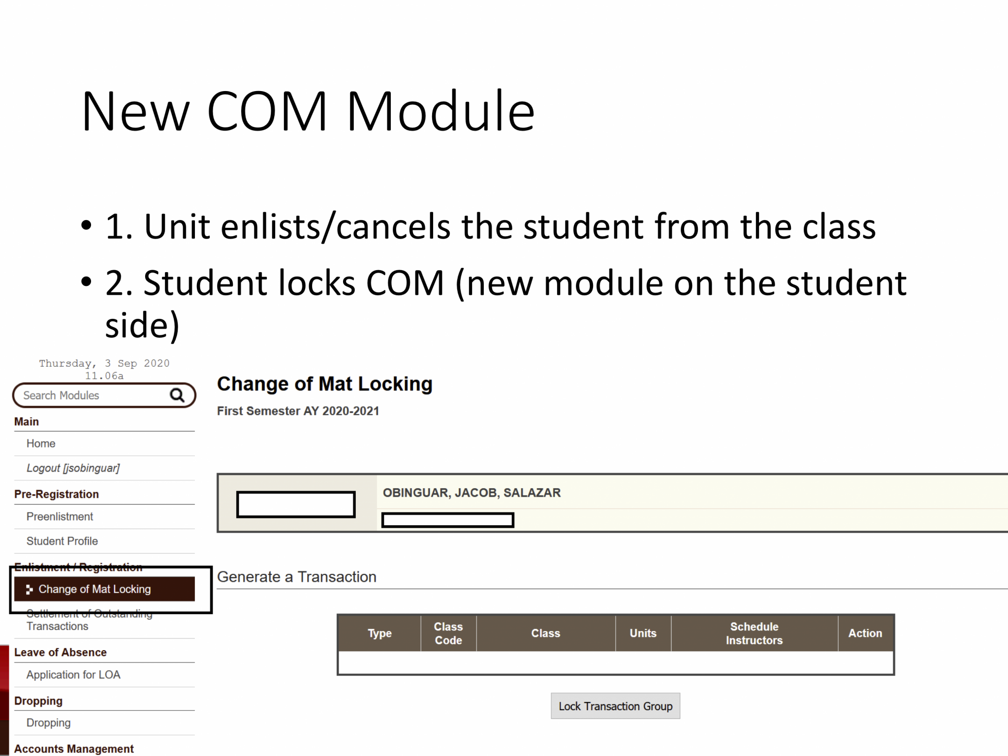 Change of Matriculation Process for First Semester 2020-2021 – College ...