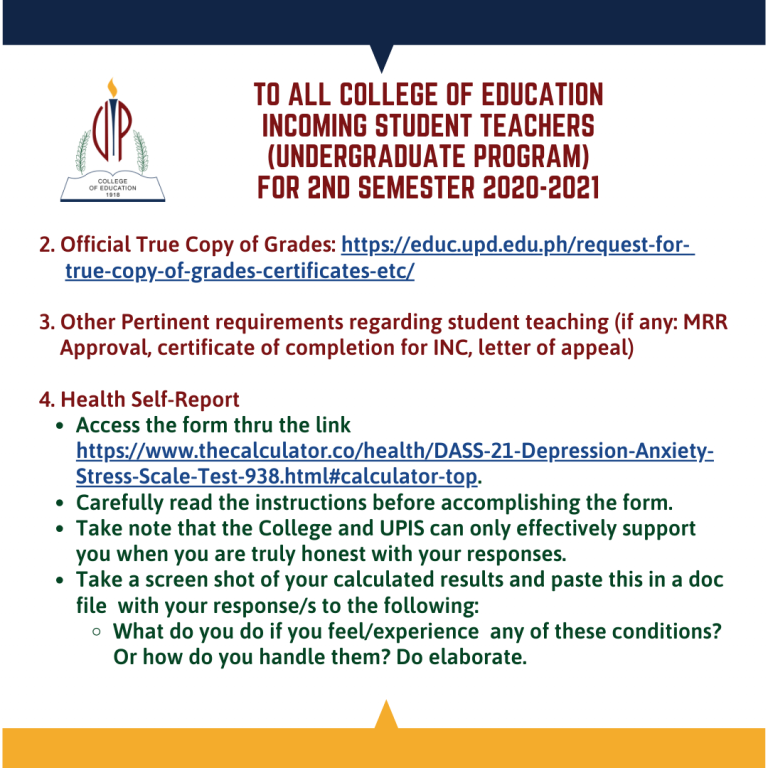Application for Student Teaching for 2nd Semester AY 2020-2021 ...