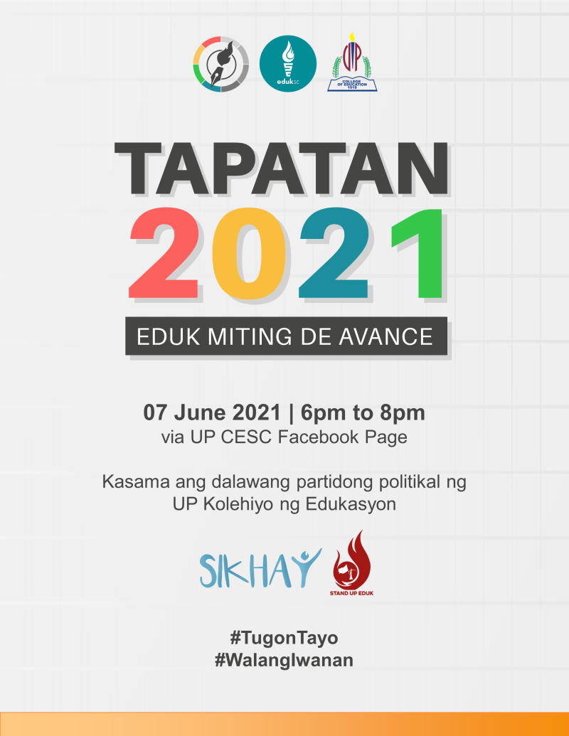 TAPATAN 2021: EDUK MITING DE AVANCE – College of Education