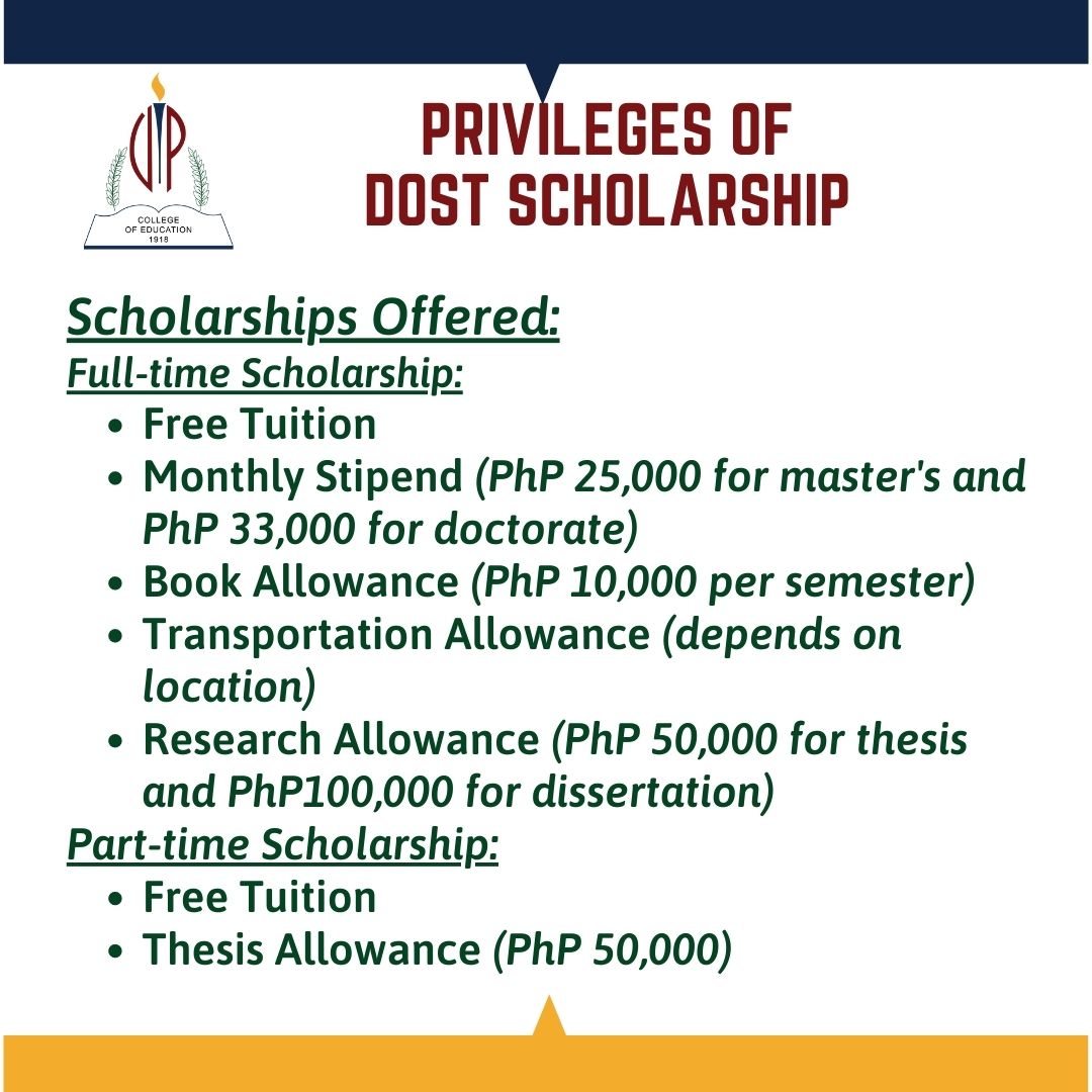 DOST Scholarships for 1st Semester 2021-2022 – College of Education