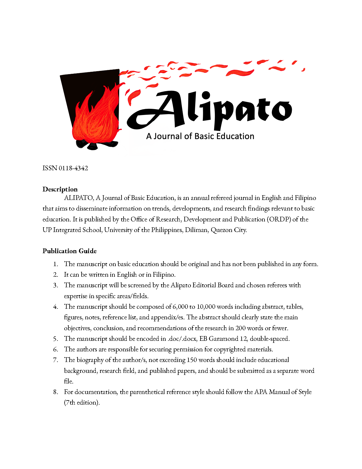 Alipato, A Journal of Basic Education, Call for Manuscripts – College ...