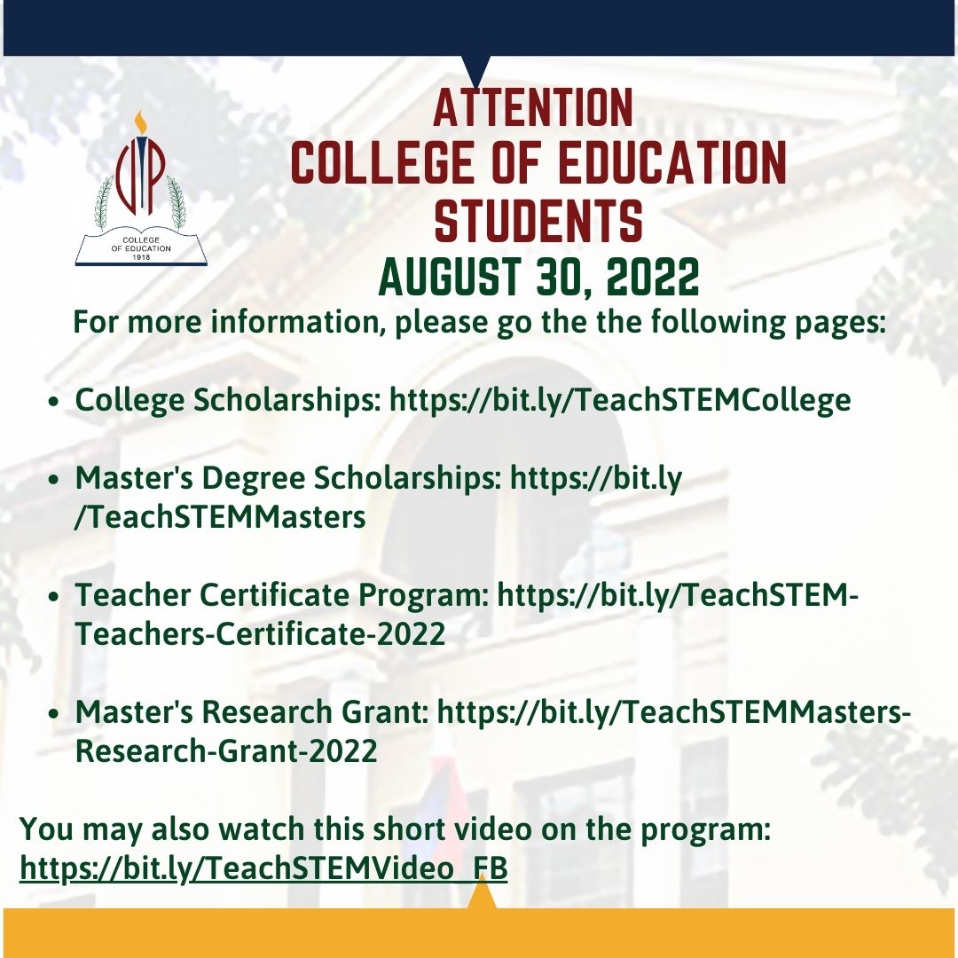 Extension of Deadline of Application for TeachSTEM Scholarship Programs ...