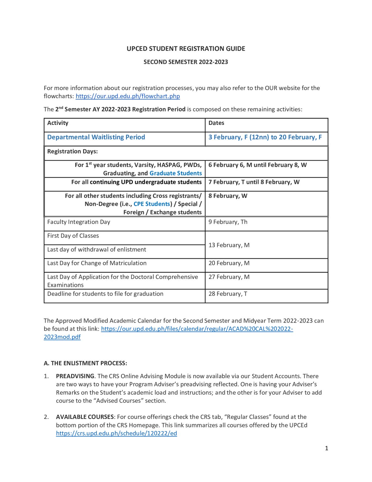 UP College of Education Student Registration Guide for Second Semester AY 2022-2023 – College of ...