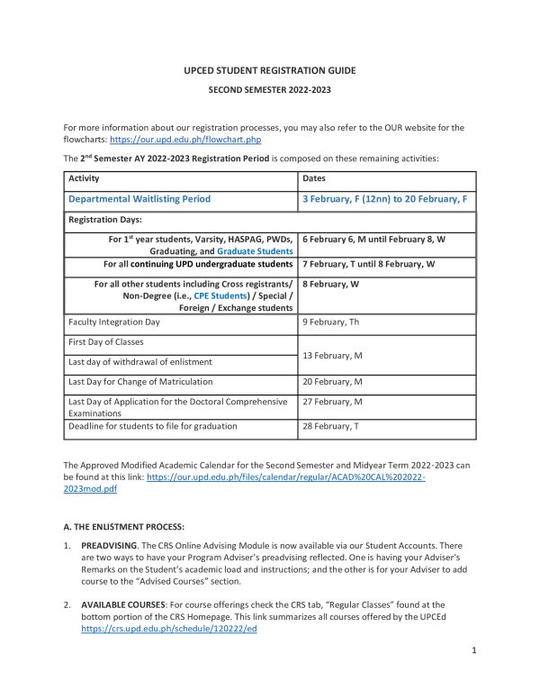 UP College of Education Student Registration Guide for Second Semester ...