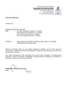 Announcement of Outline Examination of Mr. Patrick F. Tardecilla (MAEd ...