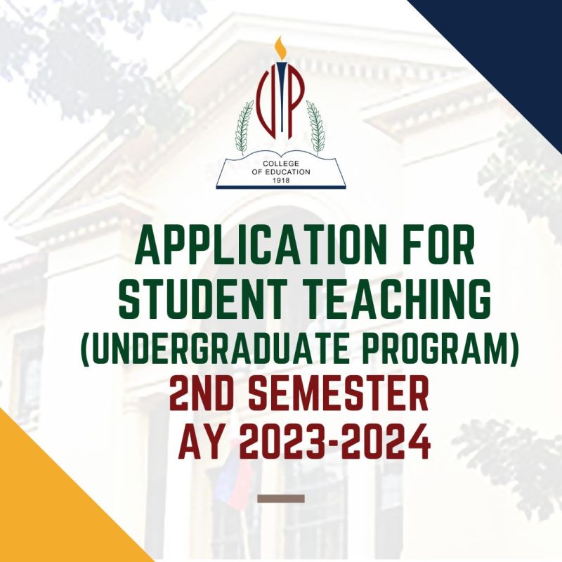 Application for Student Teaching for Second Semester of AY 2023-2024 – College of Education
