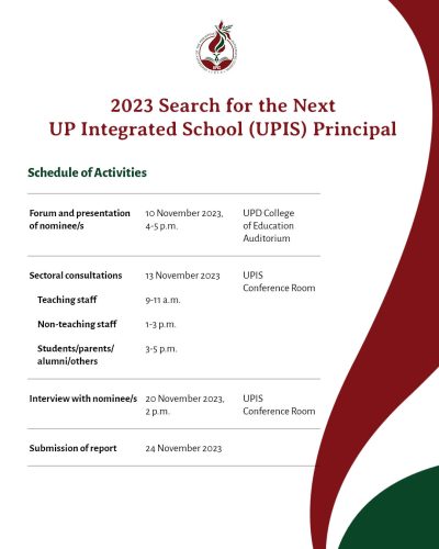 2023 Search for the Next UP Integrated School (UPIS) Principal ...