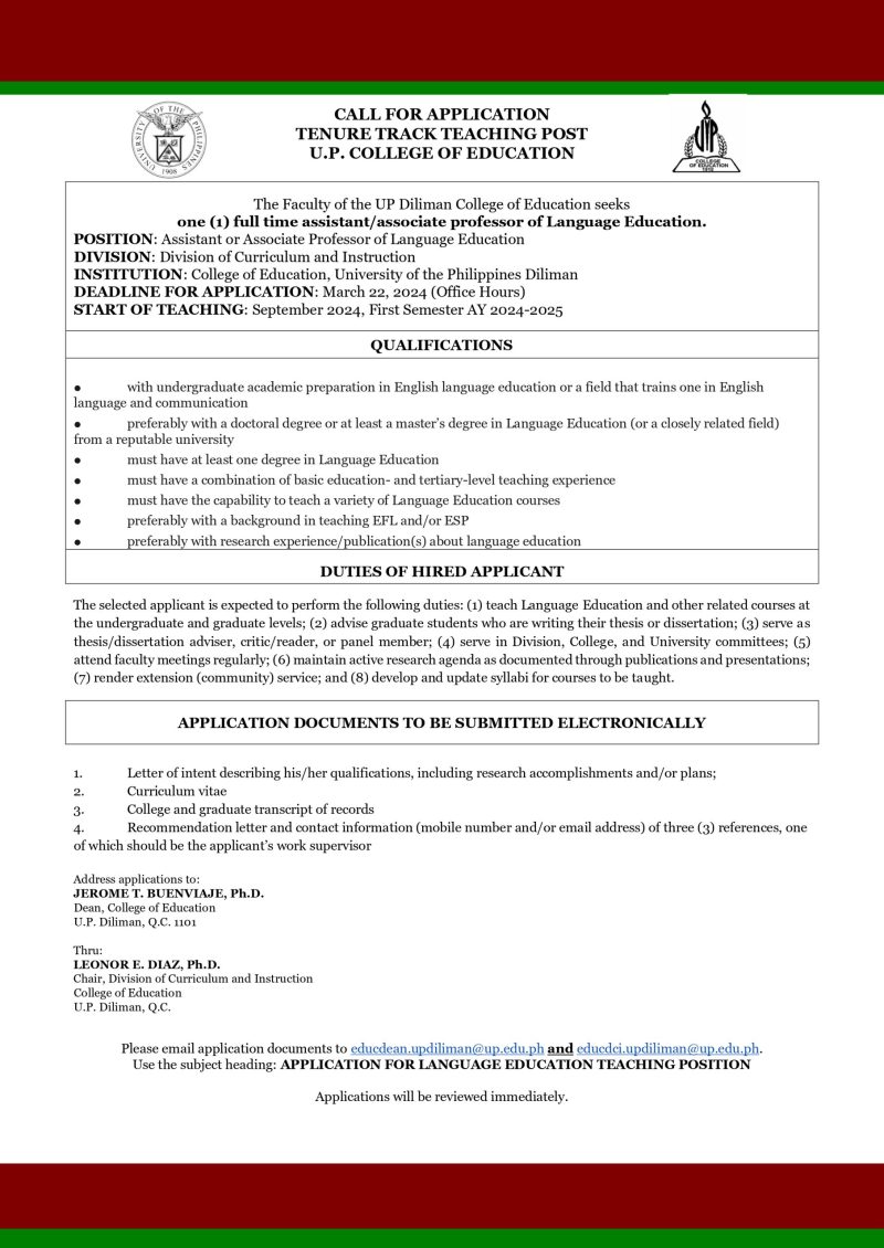 Call for Applications: Full Time Assistant/Associate Professor of ...