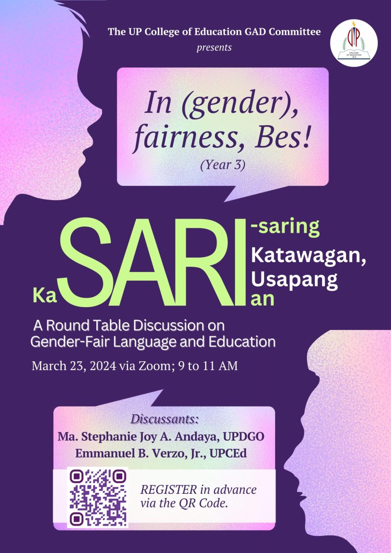 UPCEd Gender and Development Committee presents “In (gender) fairness ...