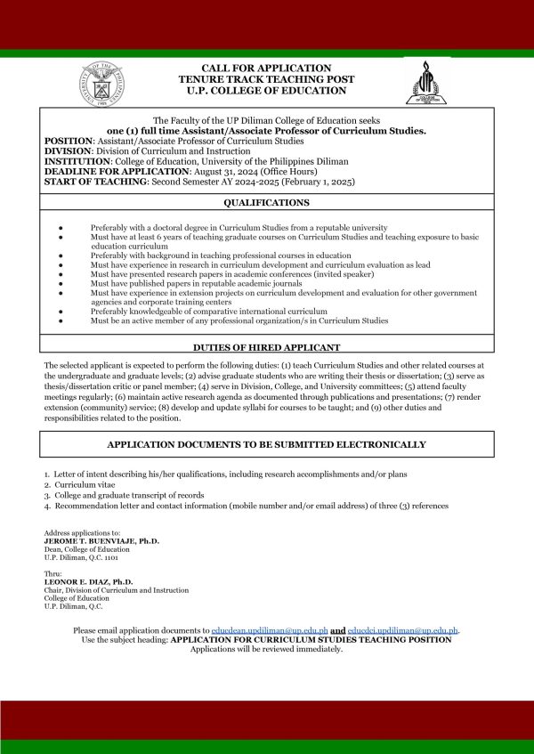Call for Applications: Full-time Assistant/Associate Professor of ...