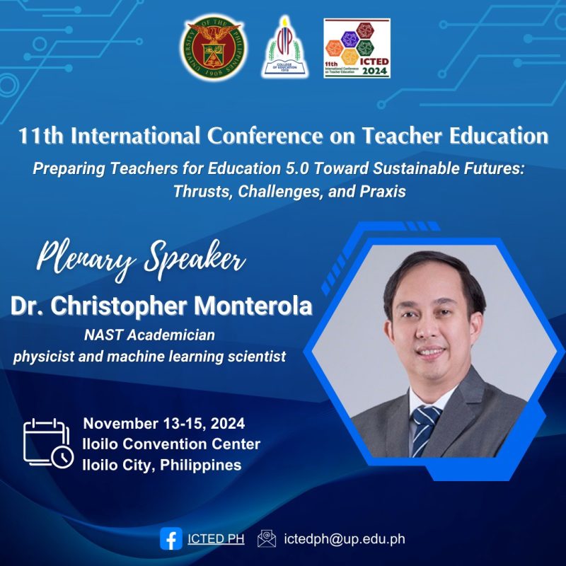 Dr. Christopher Monterola is one of the plenary speakers at ICTED 2024 ...