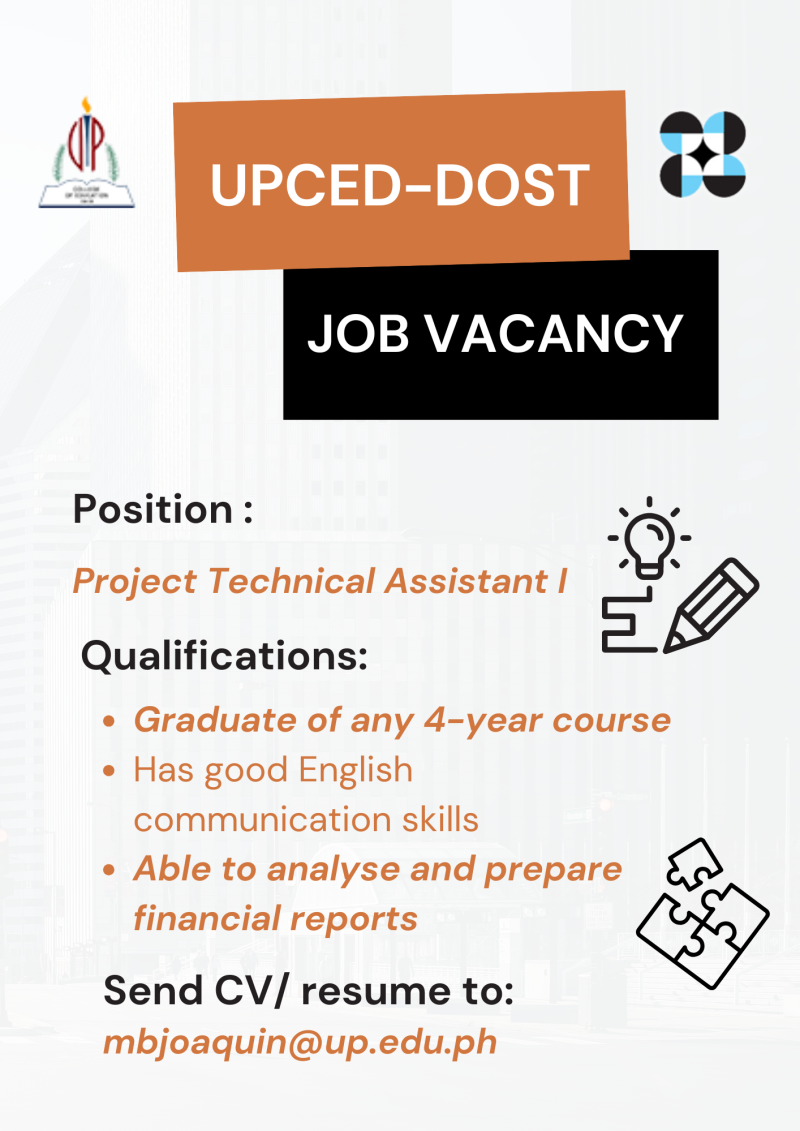 Call for Applications: UPCEd-DOST Project Technical Assistant 1 ...