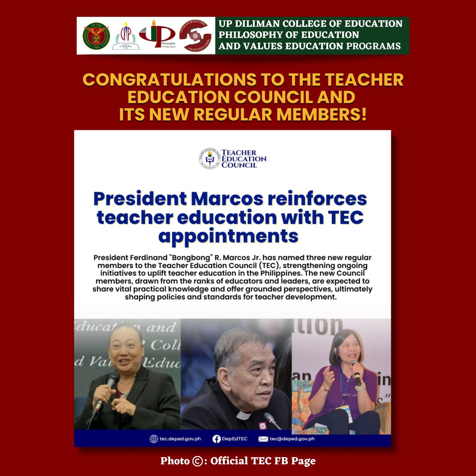Dr. Maricris B. Acido-Muega appointed as TEC Regular Member – College ...